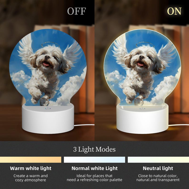 Angel Shih Tzu Night Light: Pet Memorial LED Decor - Etsy
