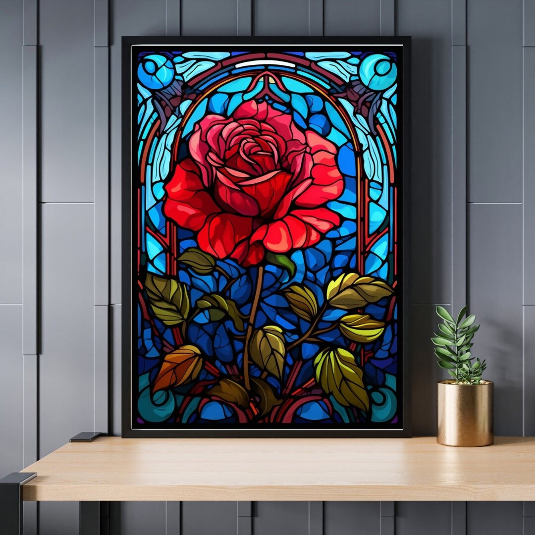 Stained Glass Rose Jigsaw Puzzle 300/500/1000 Piece - Etsy