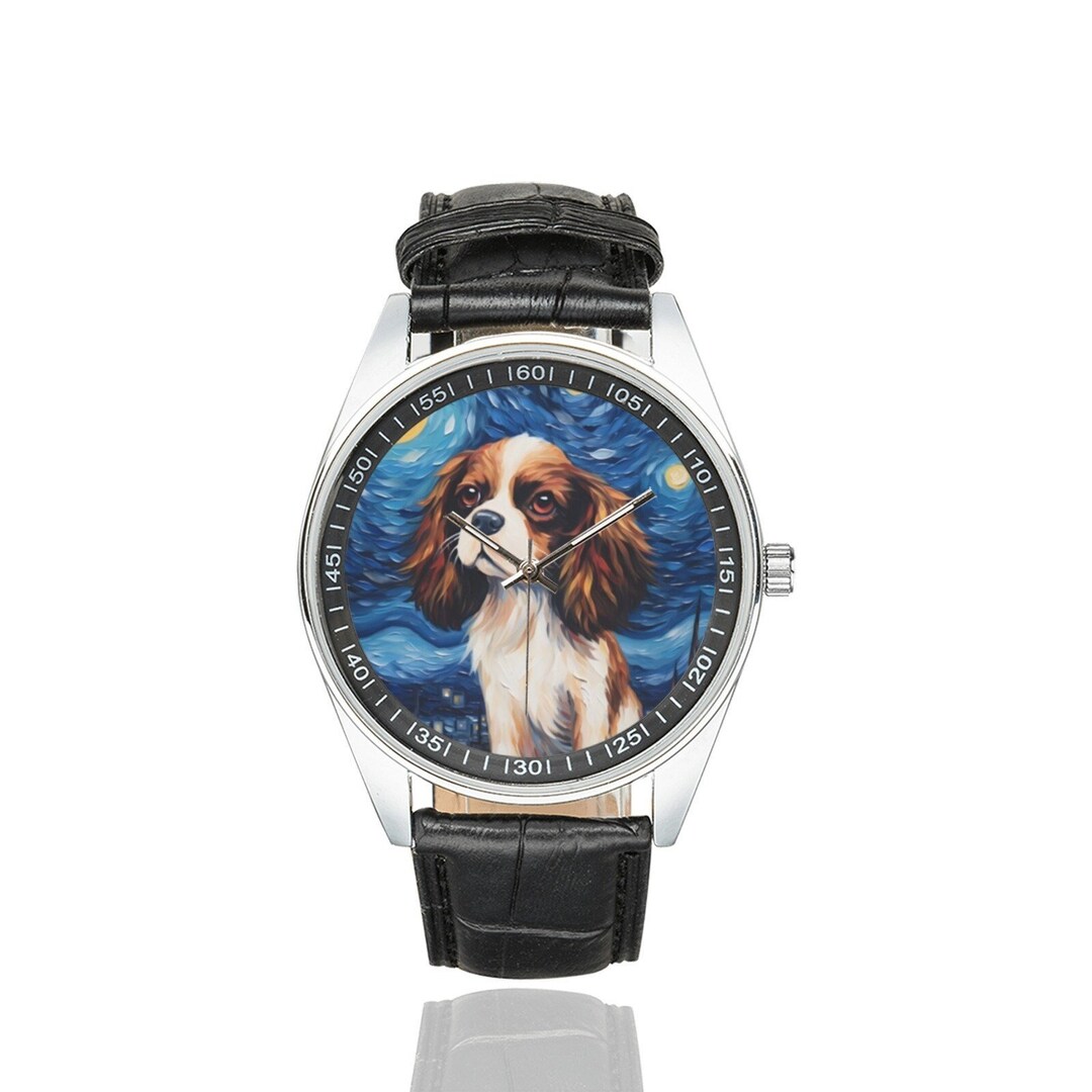Starry Night Cavalier King Charles Spaniel Watch: Black Leather Band - Etsy