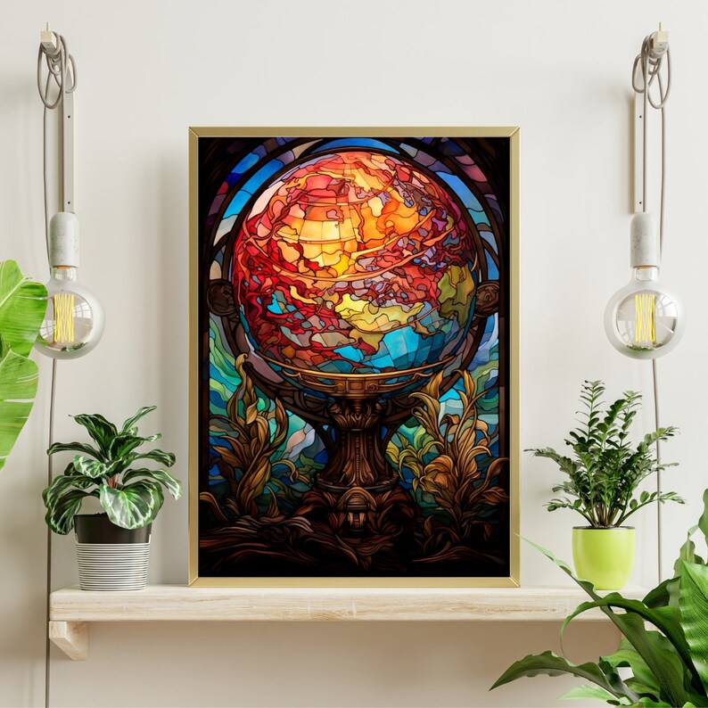 Stained Glass Globe Jigsaw Puzzle 300/500/1000 Piece - Etsy
