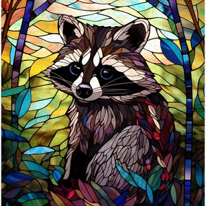 Stained Glass Raccoon Jigsaw Puzzle 300/500/1000 Piece (I) - Etsy