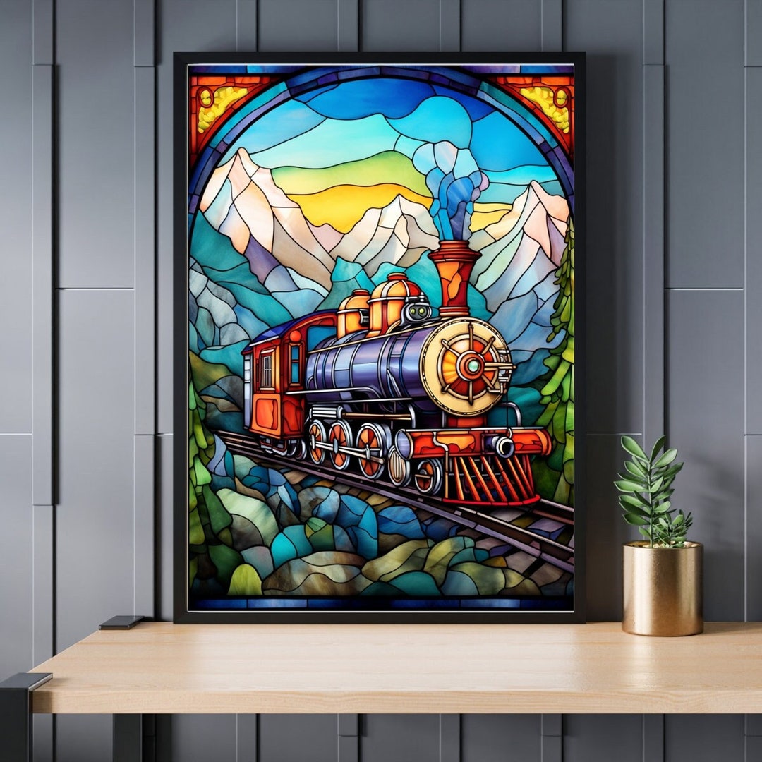 Stained Glass Train Jigsaw Puzzle 300/500/1000 Piece - Etsy