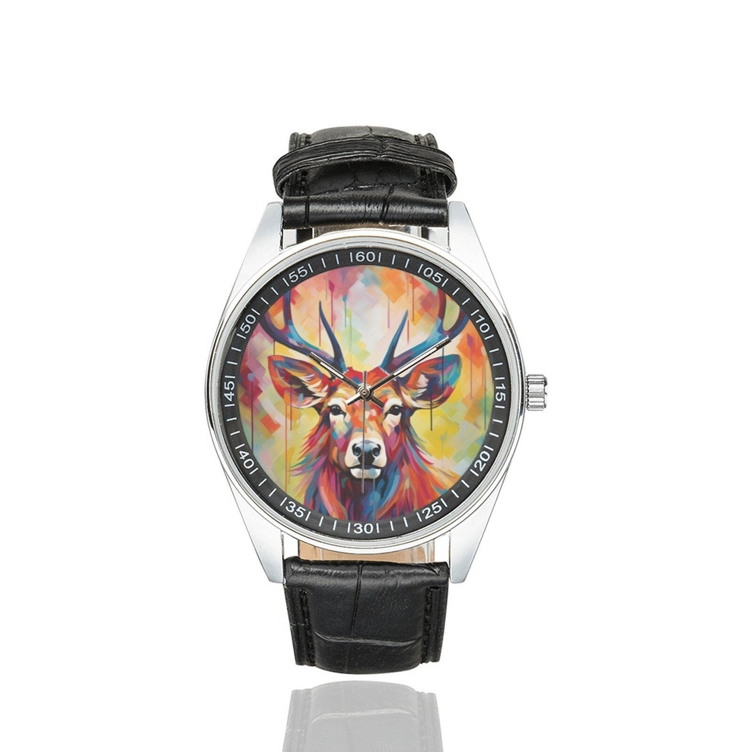 Modernist Elk Watch With Black Leather Band, Watches for Men and Women ...