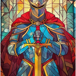 Stained Glass Medieval Knight Jigsaw Puzzle 300/500/1000 Piece - Etsy