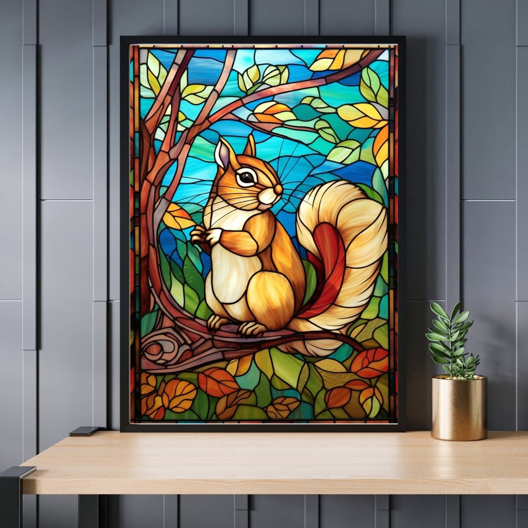 Stained Glass Chipmunk Jigsaw Puzzle 300/500/1000 Piece - Etsy