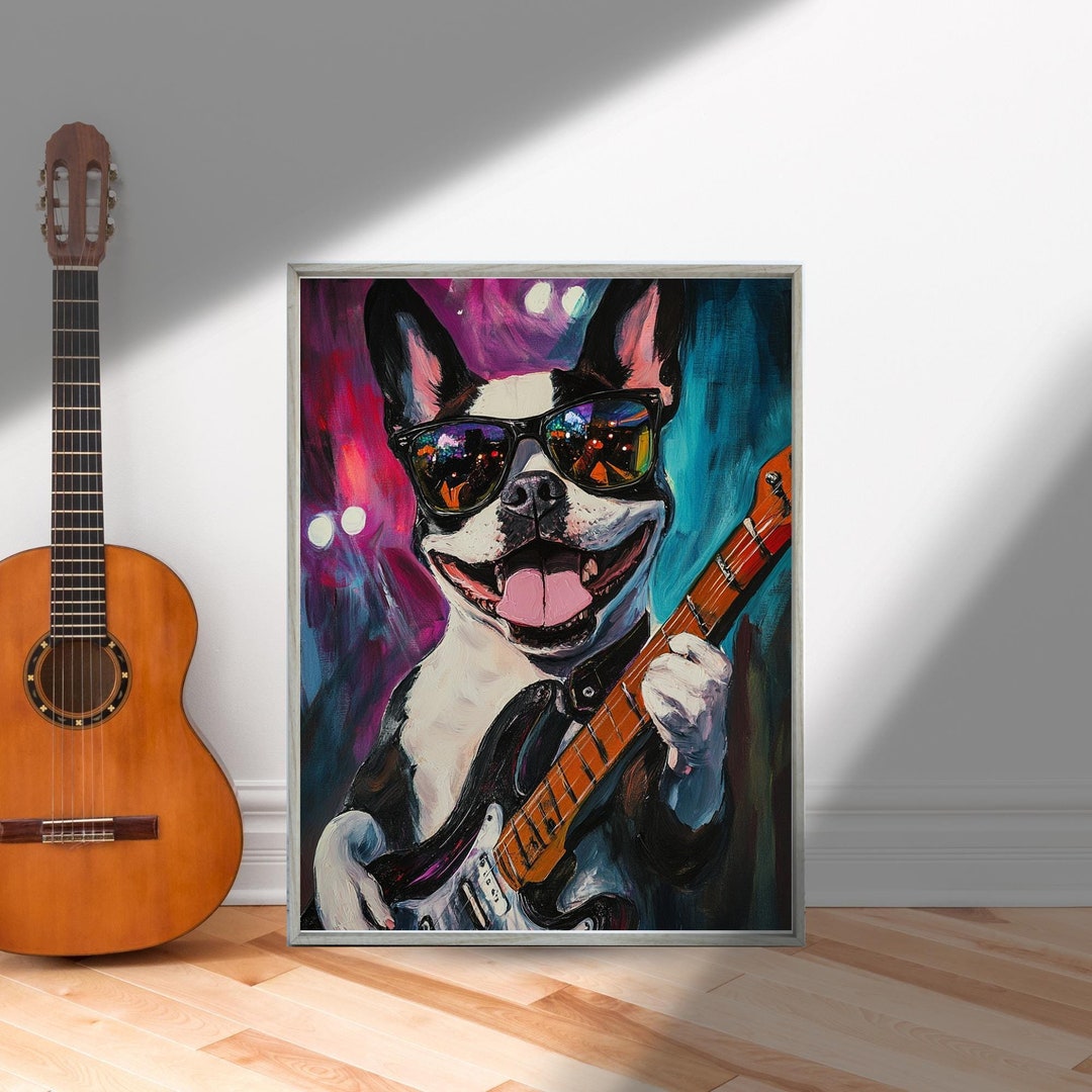 Boston Terrier Rock Star Jigsaw Puzzle: Musician Dog Decor - Etsy