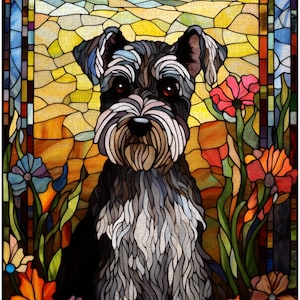 Stained Glass Miniature Schnauzer Jigsaw Puzzle 300/500/1000 Piece - Etsy