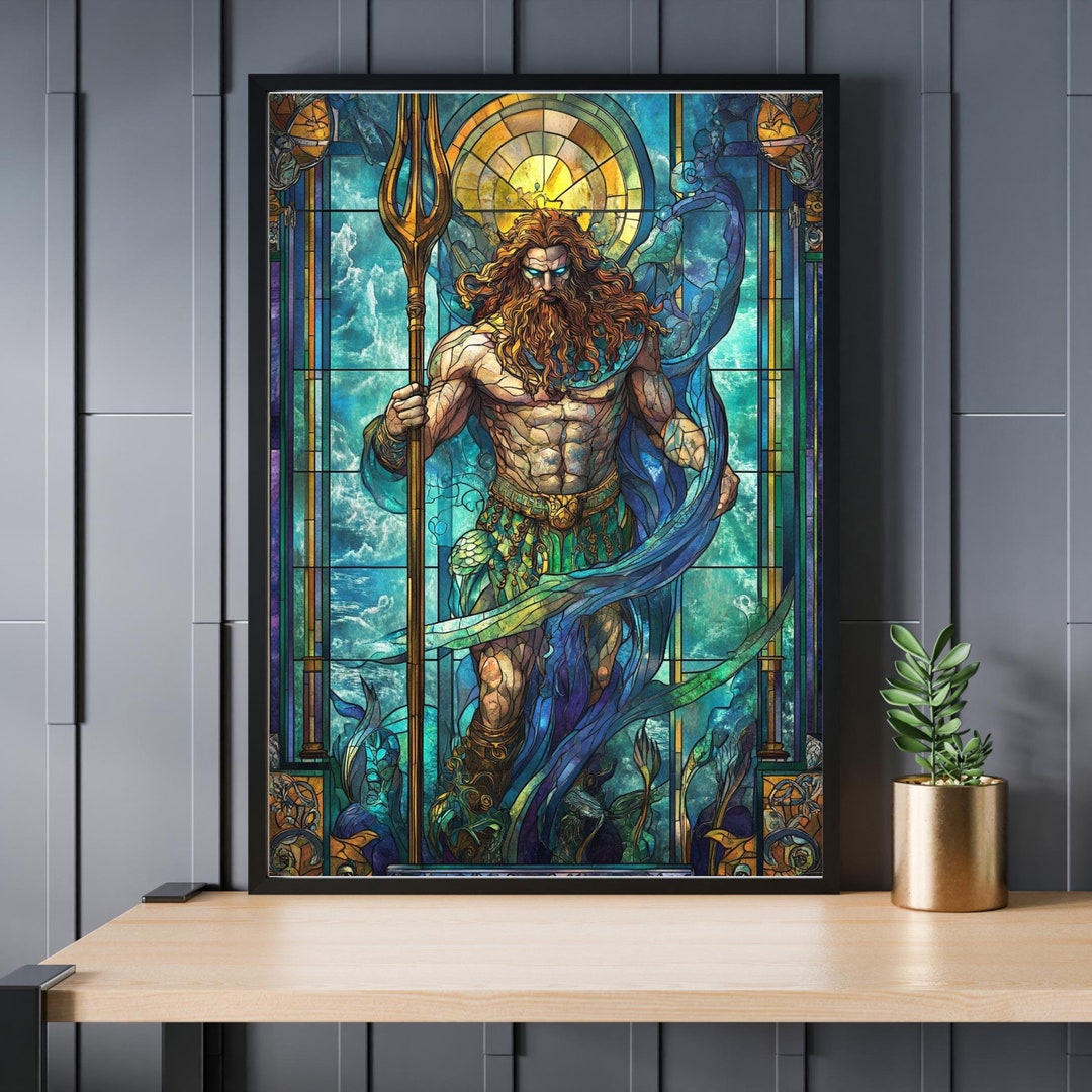 Stained Glass Poseidon Jigsaw Puzzle 300/500/1000 Piece - Etsy