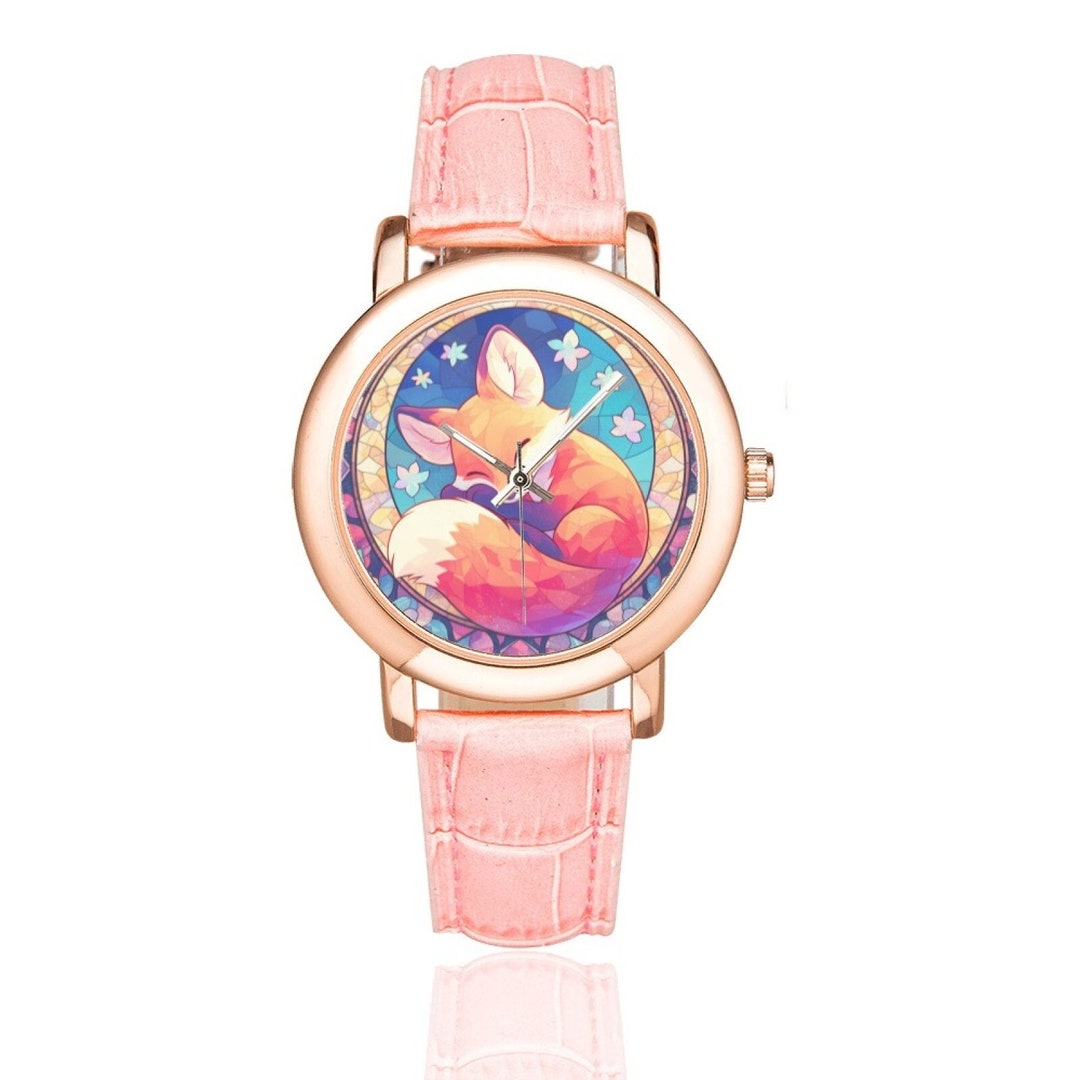 Pastel Goth Fox Watch, Rose Gold, Pink Leather Band - Etsy