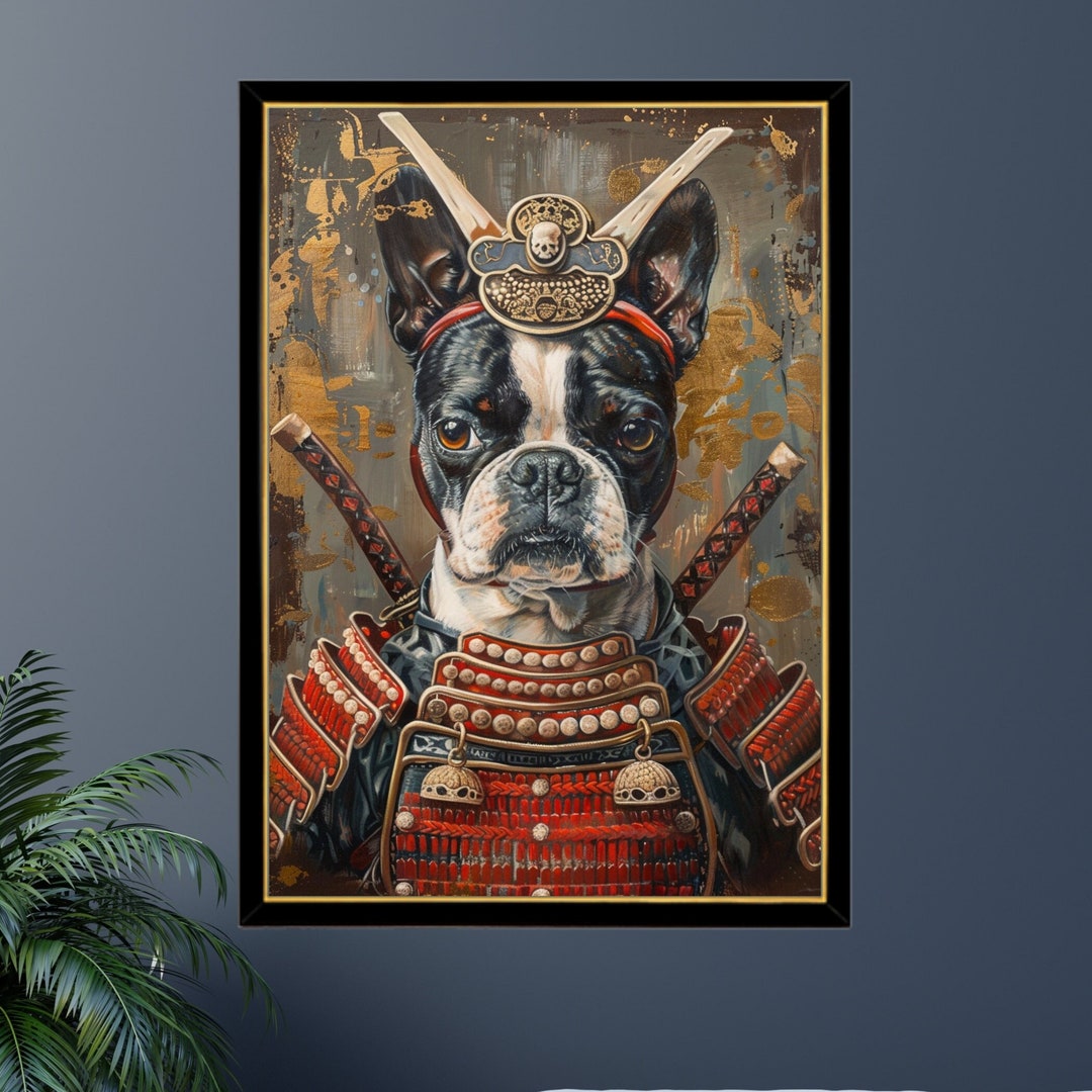 Samurai Boston Terrier Jigsaw Puzzle: Japanese Warrior Pet Portrait - Etsy