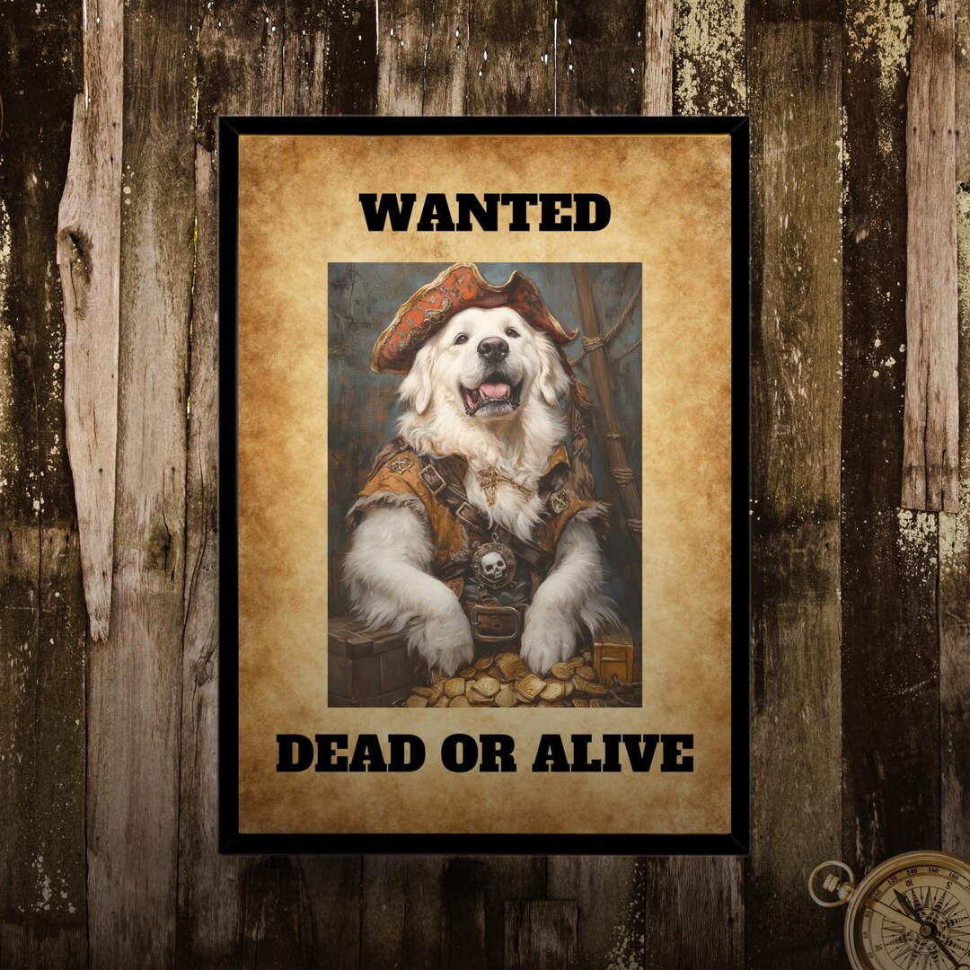 Wanted Great Pyrenees Pirate Jigsaw Puzzle 300/500/1000 Piece - Funny ...
