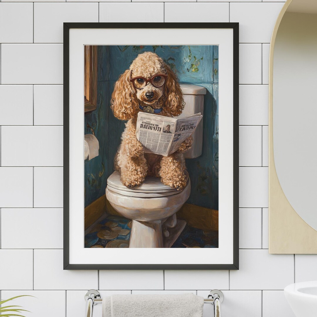 Poodle on Toilet Jigsaw Puzzle: Quirky Dog Bathroom Decor - Etsy