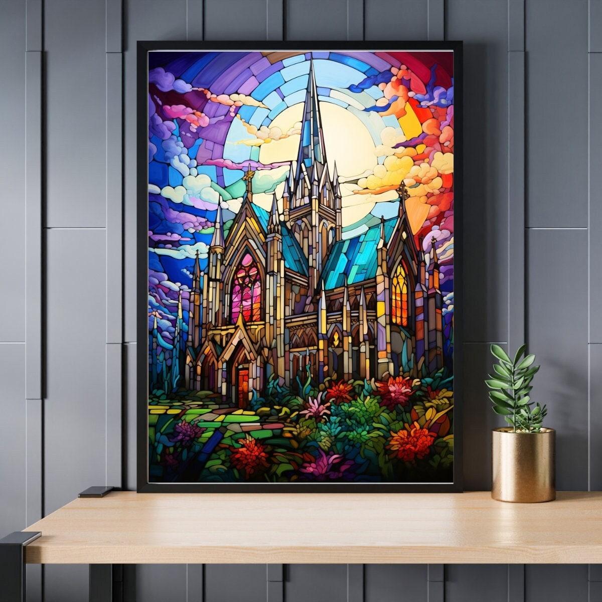 Stained Glass Church Jigsaw Puzzle 300 500 1000 Piece Etsy