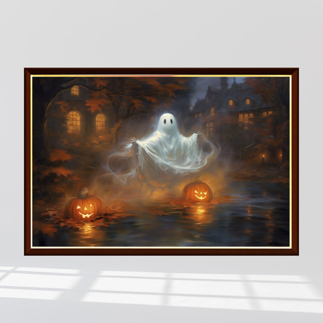 Floating Ghost on Halloween Jigsaw Puzzle 300/500/1000 Piece, Holiday ...