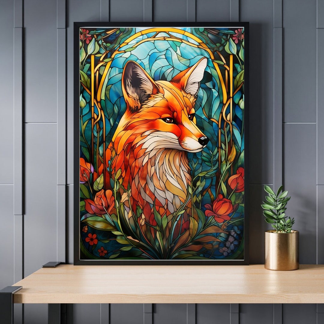 Stained Glass Fox Jigsaw Puzzle 300/500/1000 Piece - Etsy