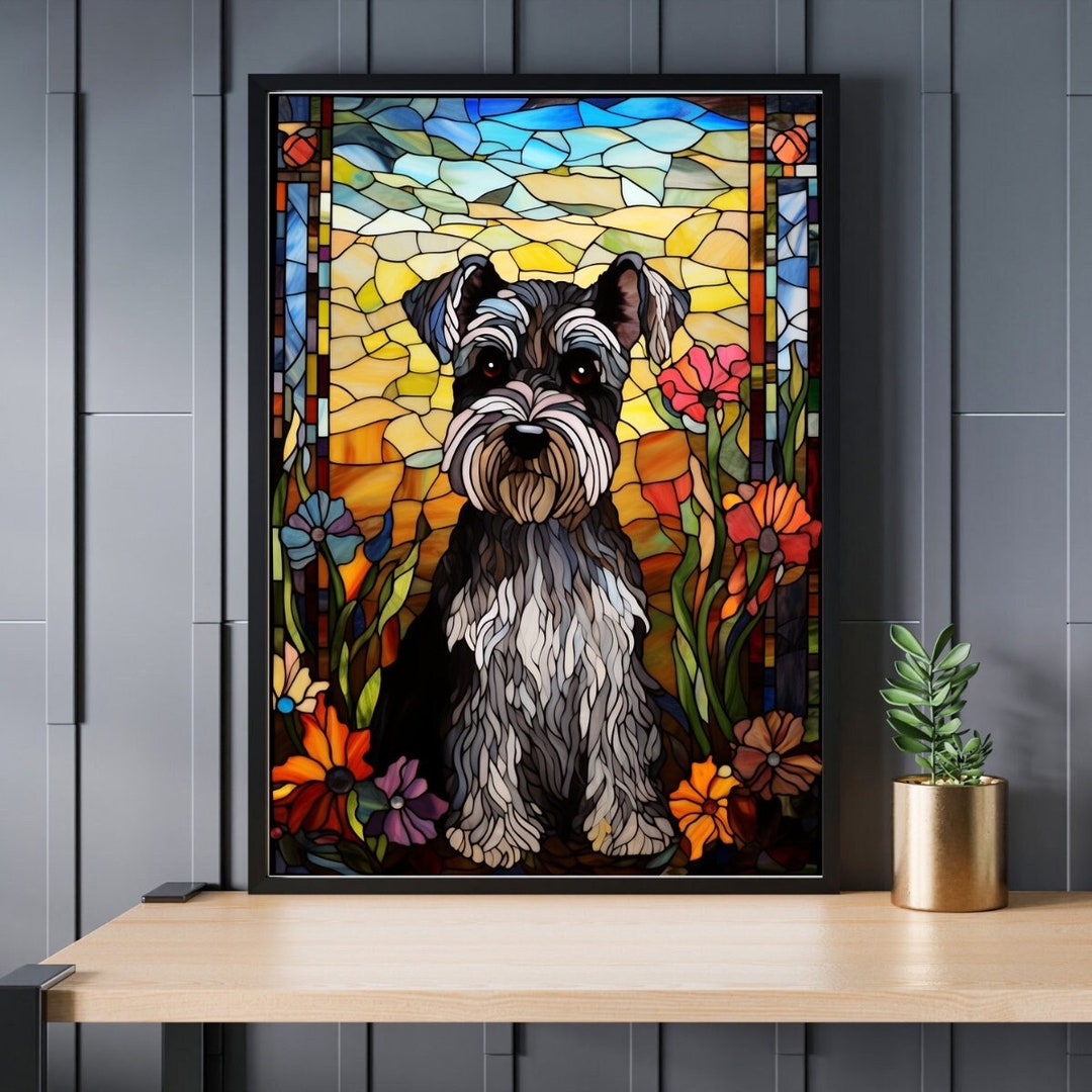 Stained Glass Miniature Schnauzer Jigsaw Puzzle 300/500/1000 Piece - Etsy