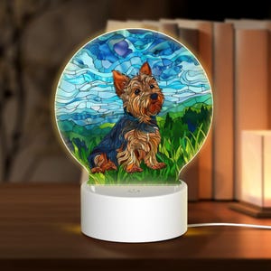 Yorkie Stained Glass Lamp - Etsy