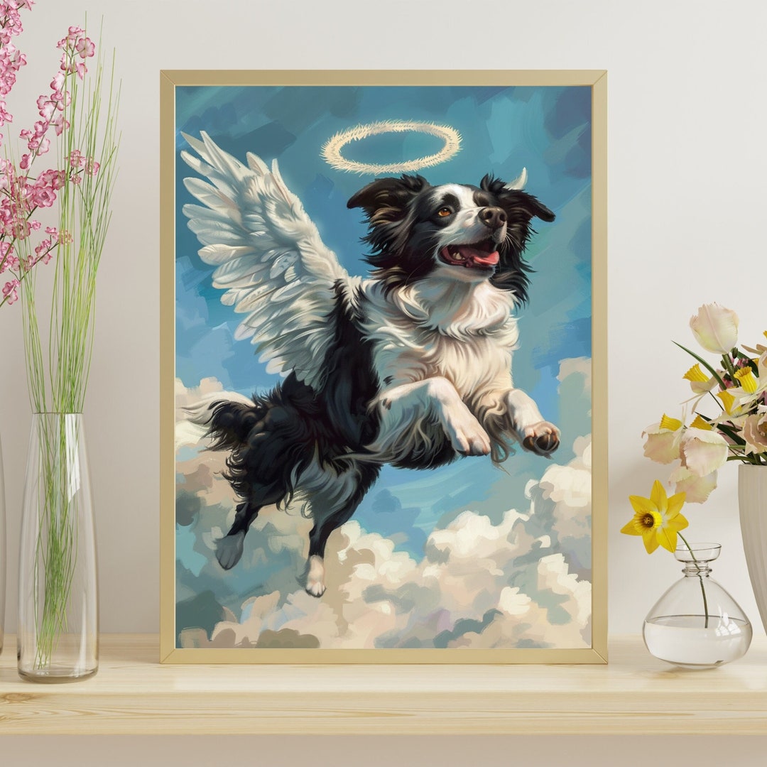 Angel Border Collie Jigsaw Puzzle 300/500/1000 Piece - Pet Memorial to ...