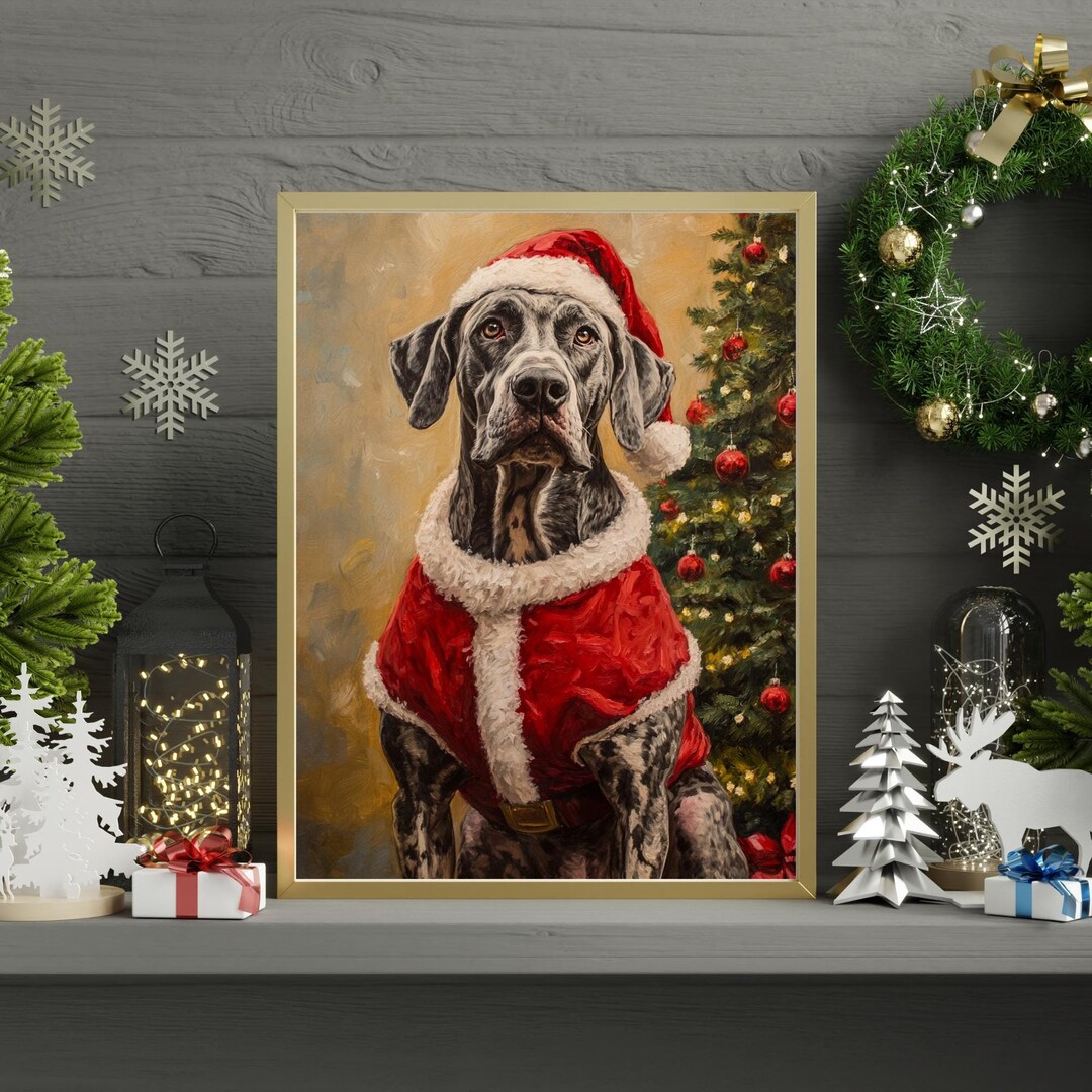 Santa Claus Great Dane Jigsaw Puzzle 300/500/1000 Piece - Cozy Xmas ...