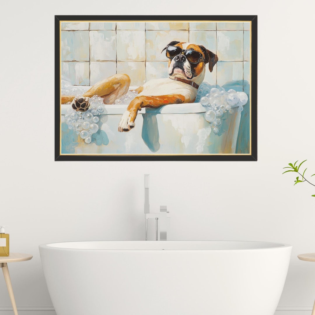 Boxer Dog Taking Bubble Bath Jigsaw Puzzle 300/500/1000 Piece - Boxer ...
