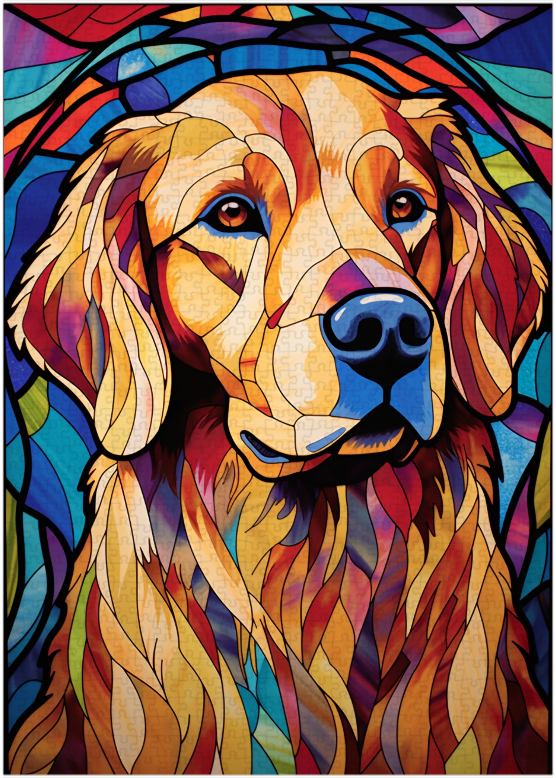 Stained Glass Golden Retriever Jigsaw Puzzle 300/500/1000 Piece - Etsy