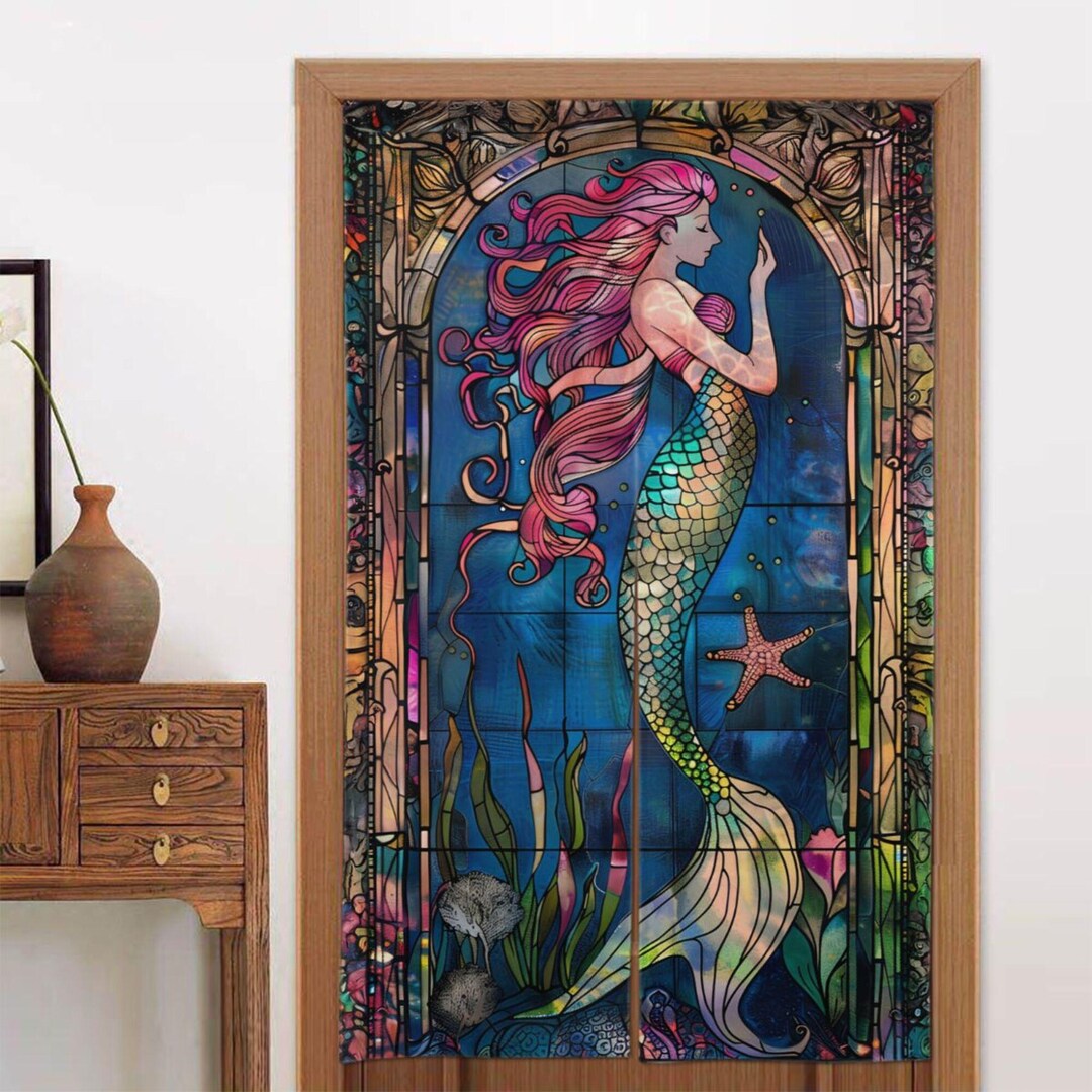 Stained Glass Little Mermaid Doorway Curtain (86×143cm) - Etsy