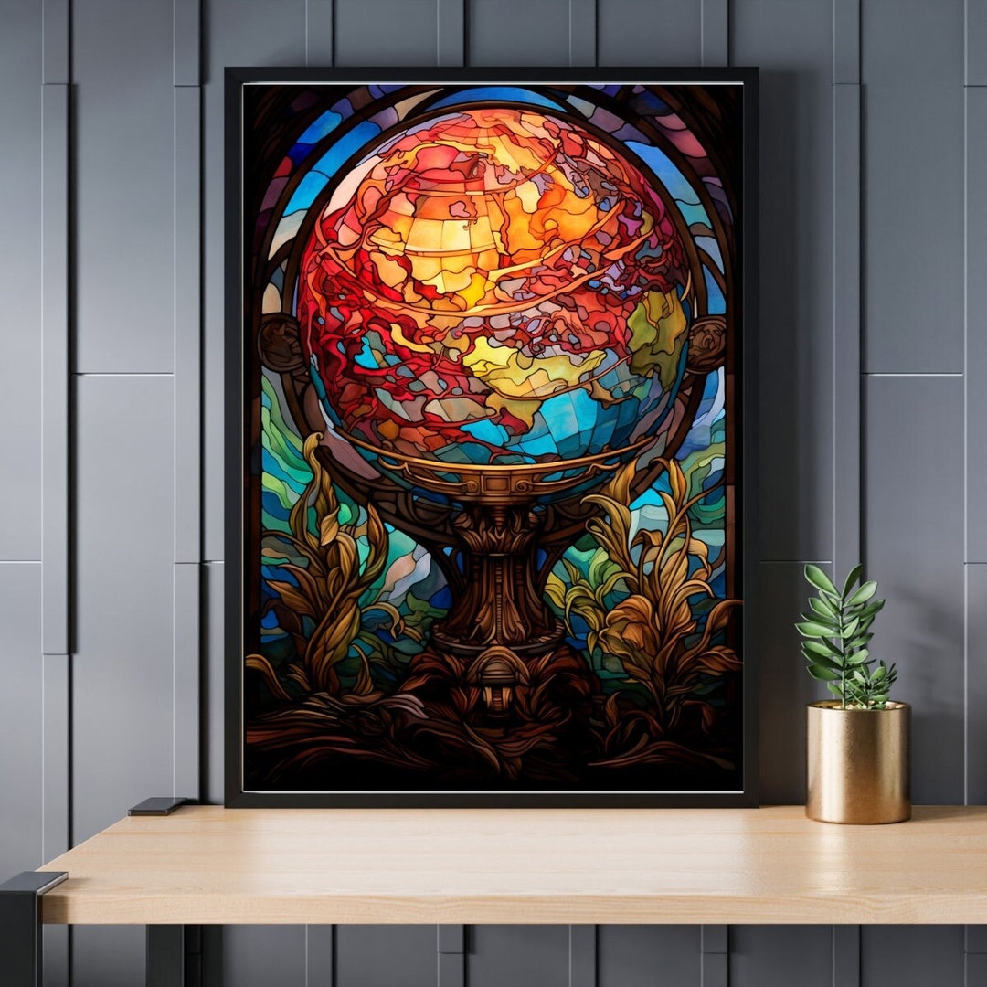 Stained Glass Globe Jigsaw Puzzle 300/500/1000 Piece - Etsy