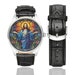 Stained Glass Jesus Watch: Black Leather Band, Christian Gift - Etsy