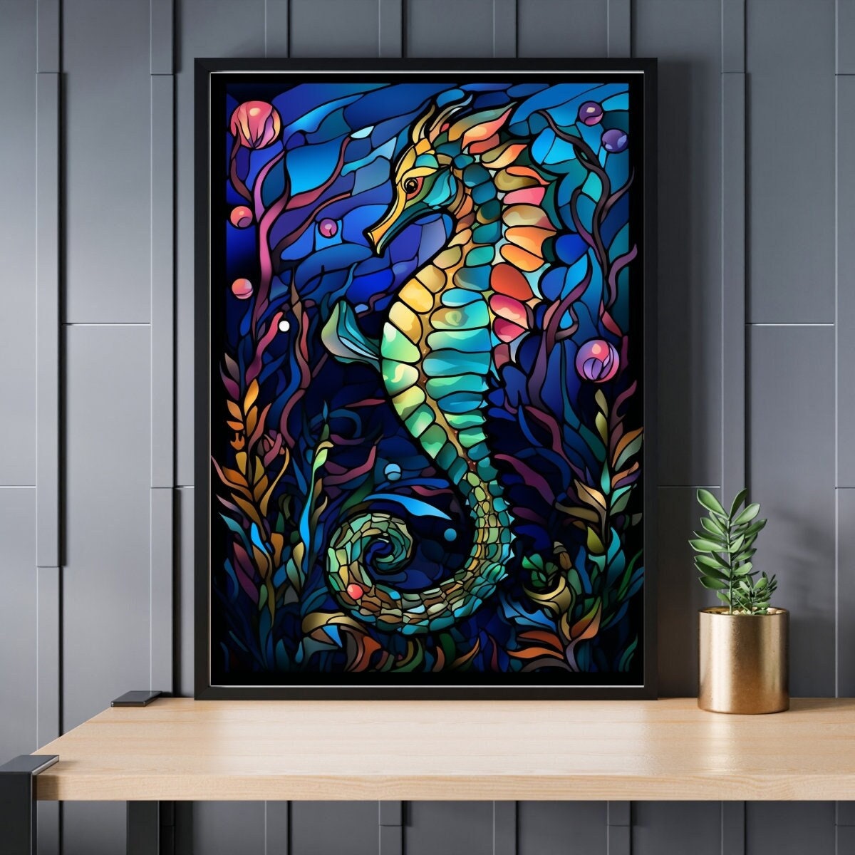 Stained Glass Seahorse Jigsaw Puzzle 300/500/1000 Piece - Etsy