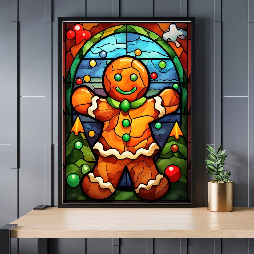 Stained Glass Gingerbread Man Jigsaw Puzzle 300/500/1000 Piece, Holiday ...