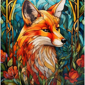 Stained Glass Fox Jigsaw Puzzle 300/500/1000 Piece - Etsy