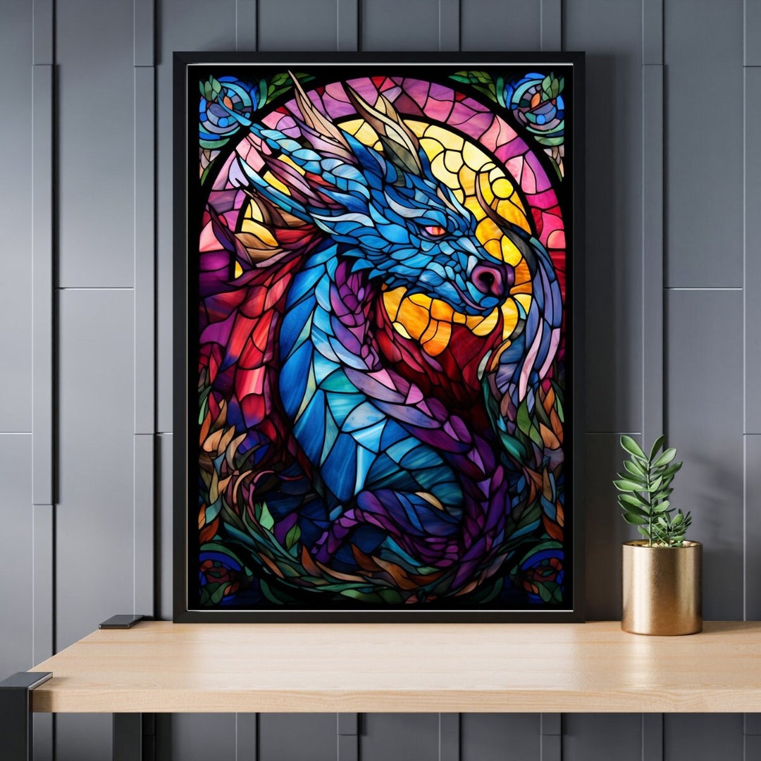 Stained Glass Dragon Jigsaw Puzzle 300/500/1000 Piece - Etsy