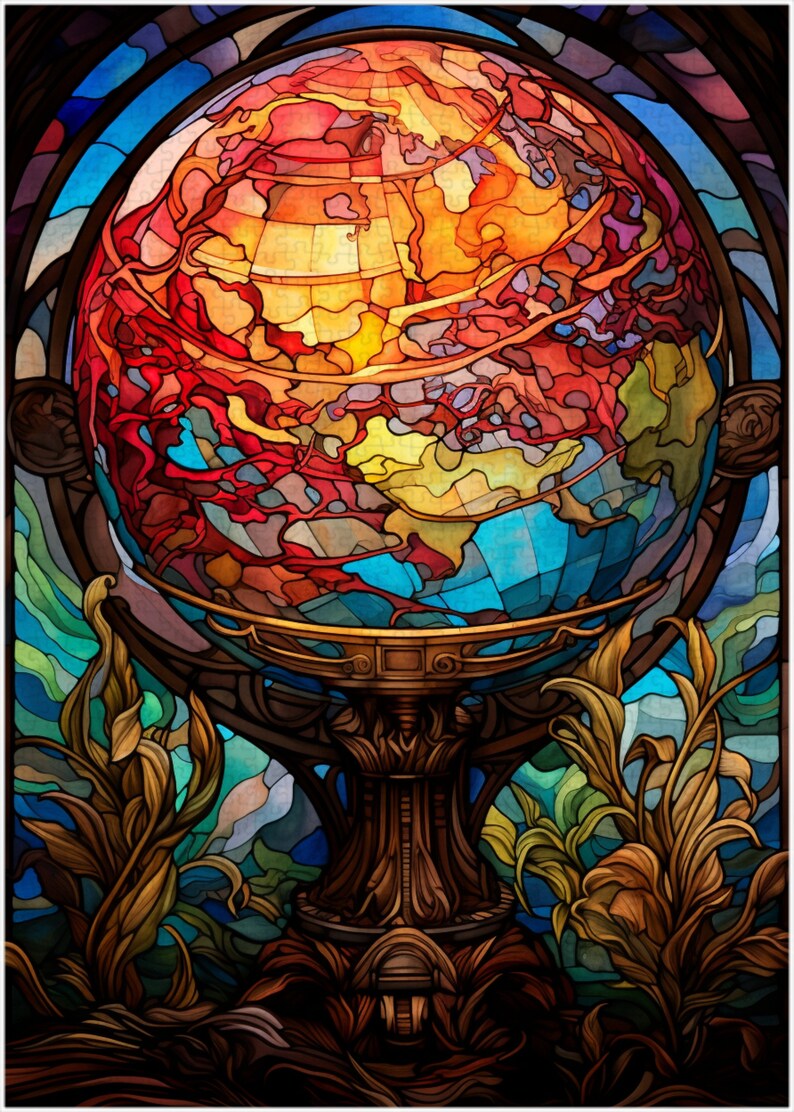 Stained Glass Globe Jigsaw Puzzle 300/500/1000 Piece - Etsy