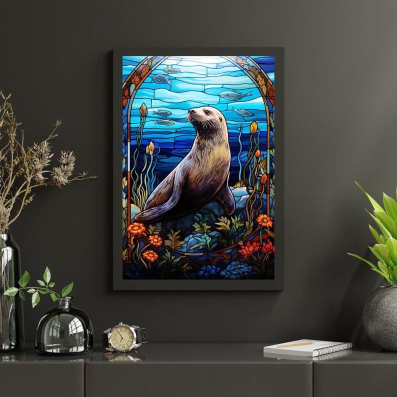 Stained Glass Seal Jigsaw Puzzle 300/500/1000 Piece - Etsy