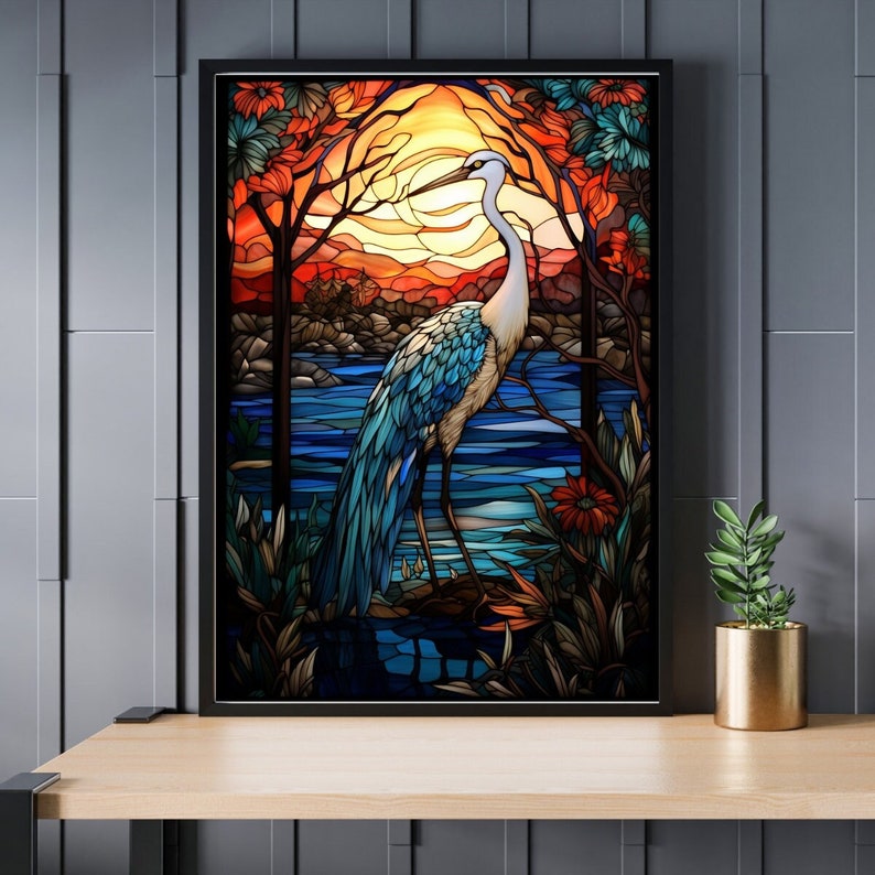 Stained Glass Crane Jigsaw Puzzle 300/500/1000 Piece - Etsy
