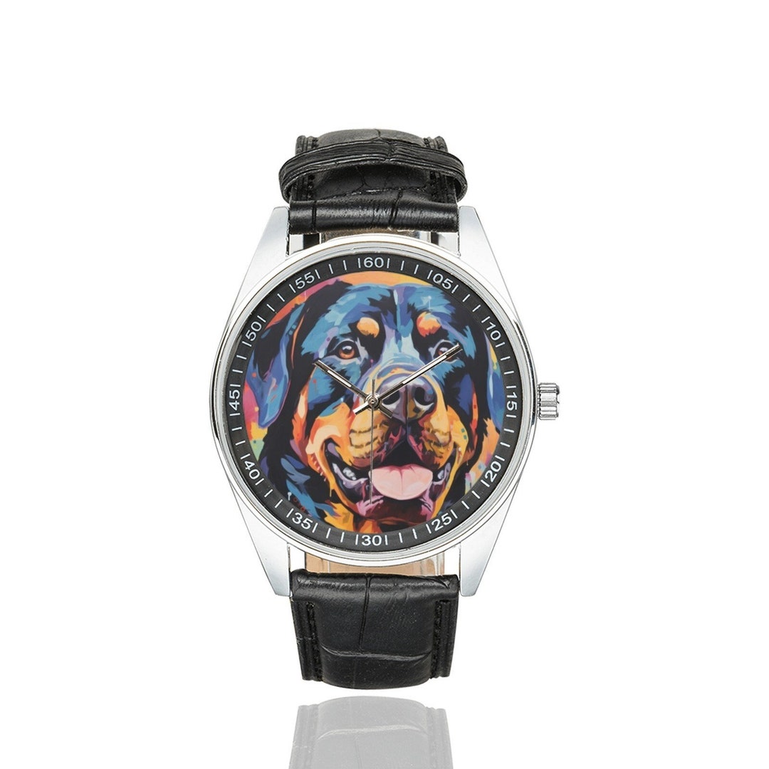 Modernist Rottweiler Watch With Black Leather Band, Watches for Men and ...