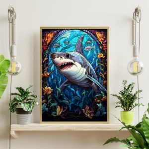 Stained Glass Shark Jigsaw Puzzle 300/500/1000 Piece - Etsy