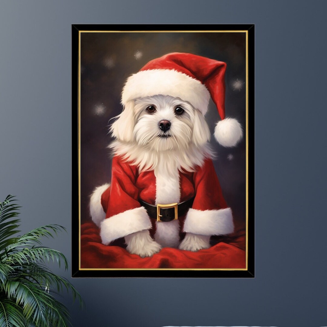 Santa Maltese Dog Jigsaw Puzzle: Christmas Pet Portrait Gift - Etsy