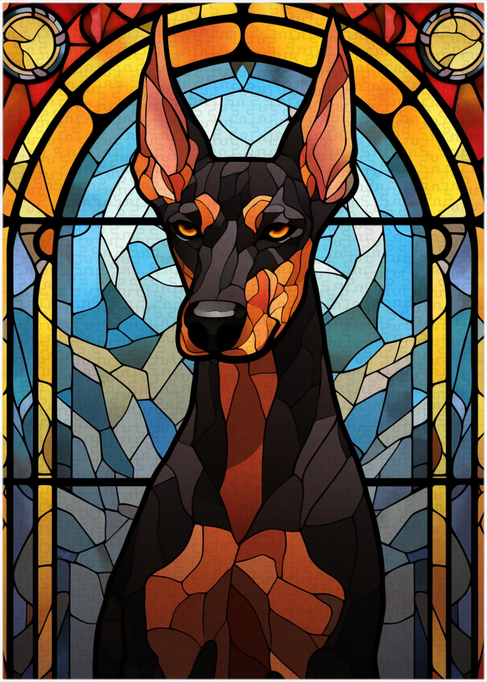 Stained Glass Doberman Pinscher Jigsaw Puzzle 300/500/1000 - Etsy