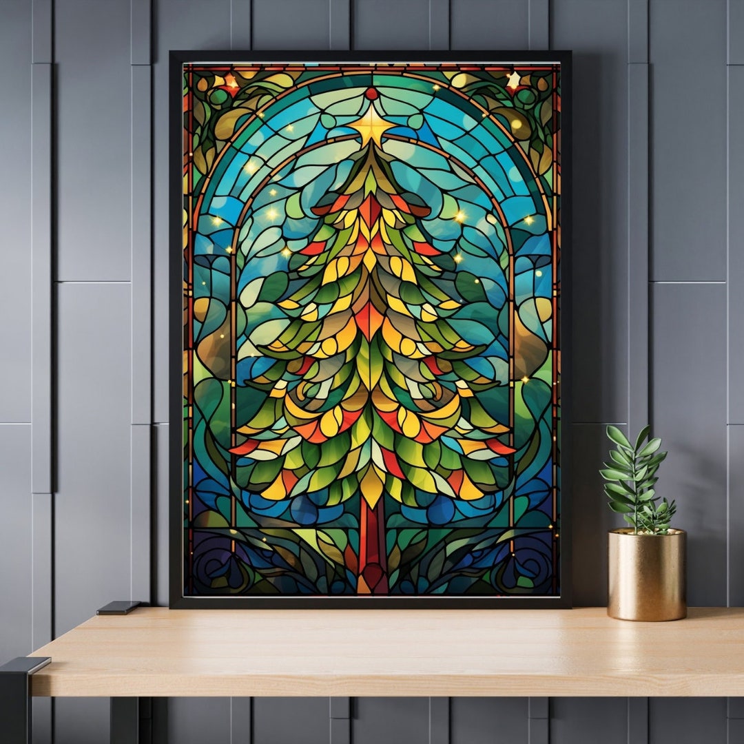 Stained Glass Christmas Tree Jigsaw Puzzle: Wooden Holiday Art - Etsy