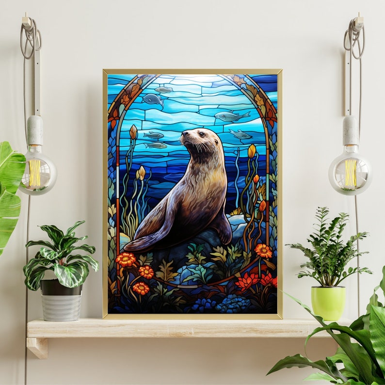 Stained Glass Seal Jigsaw Puzzle 300/500/1000 Piece - Etsy