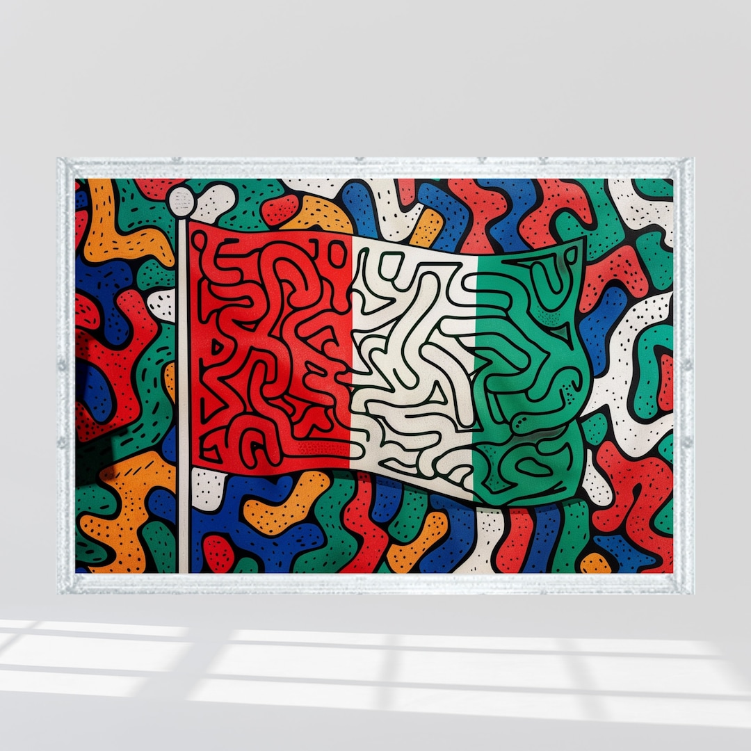 Italian Flag Jigsaw Puzzle: Keith Haring Style, Wood Art Poster - Etsy