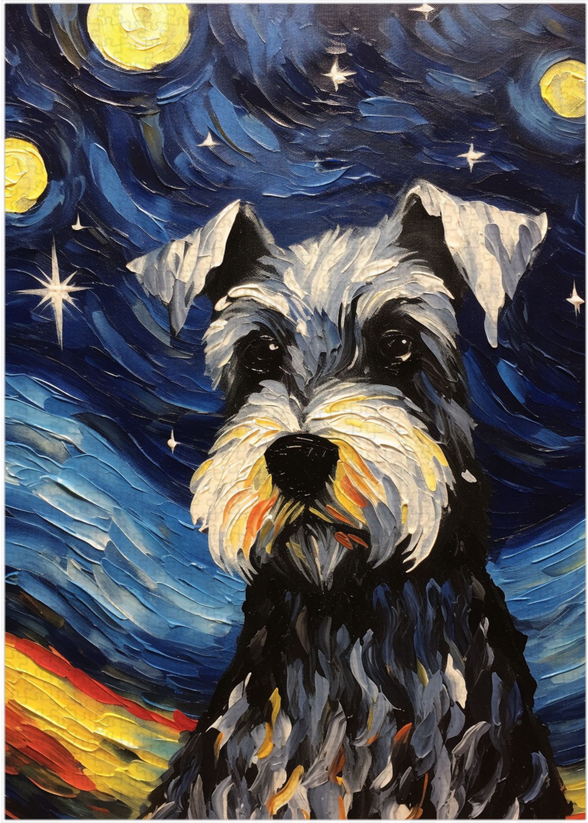 Starry Night Miniature Schnauzer Jigsaw Puzzle 300/500/1000 Piece - Etsy
