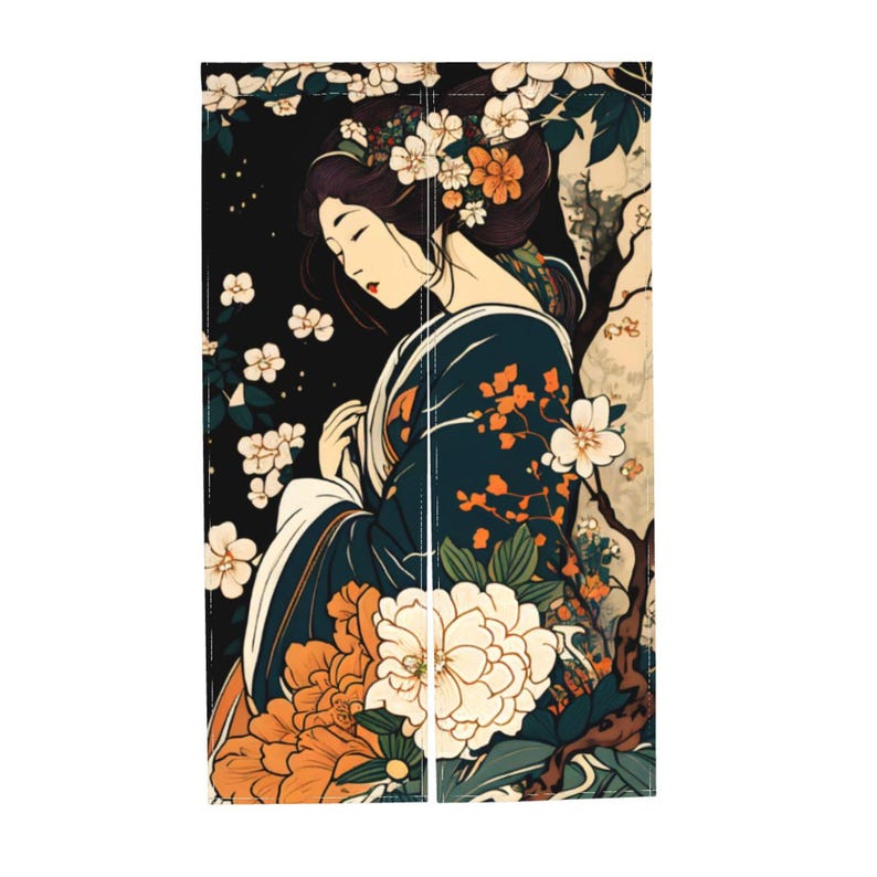 Japanese Geisha Ukiyo-e Doorway Curtain (86×143cm) - Etsy