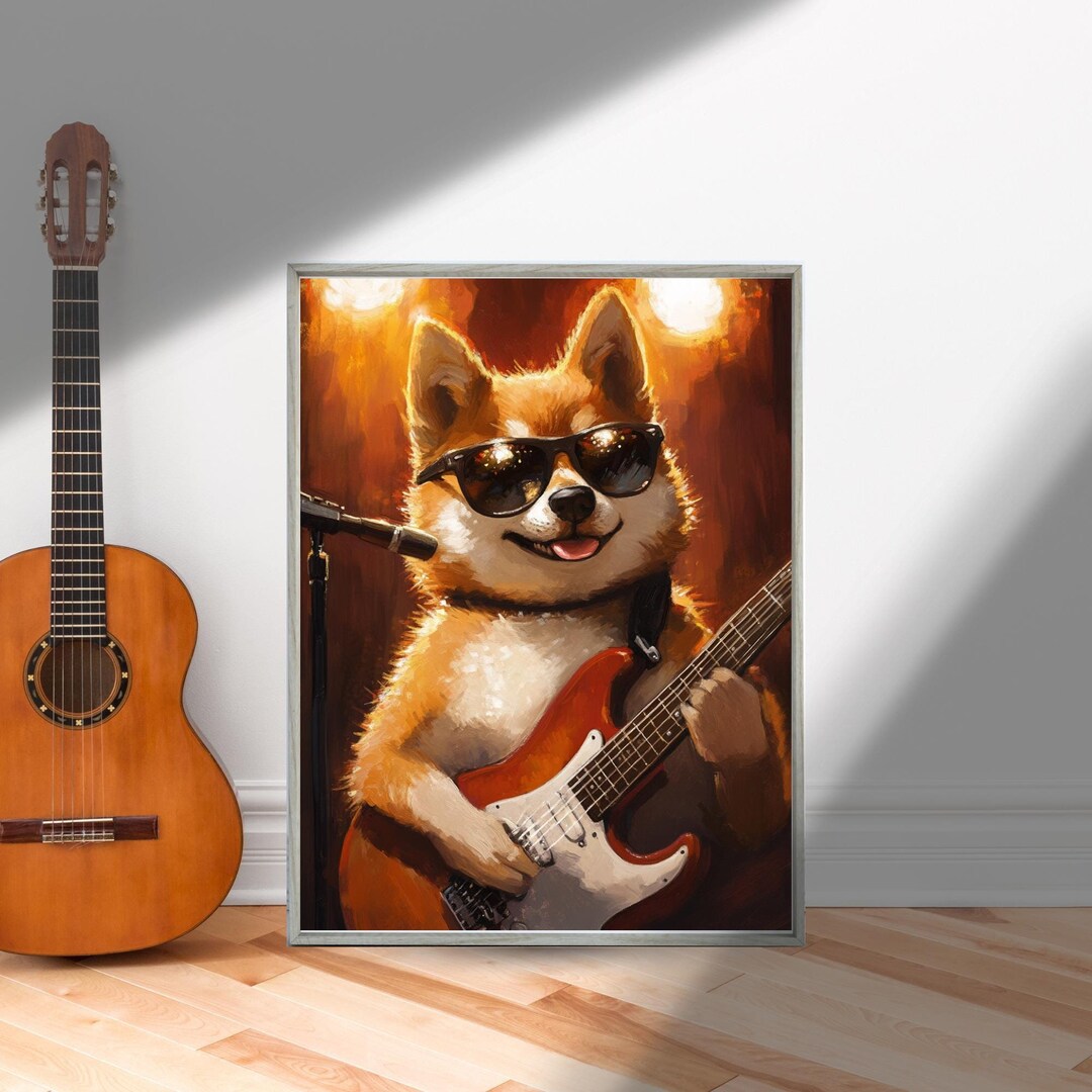 Shiba Inu Rock Star Jigsaw Puzzle: Musician Dog Playing Guitar - Etsy