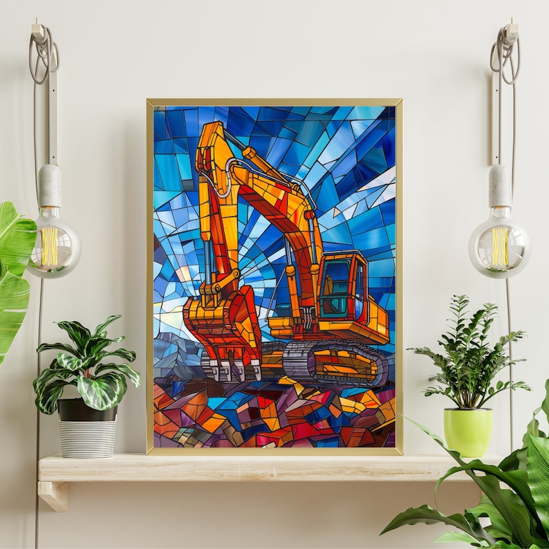 Stained Glass Excavator Jigsaw Puzzle 300/500/1000 Piece - Etsy