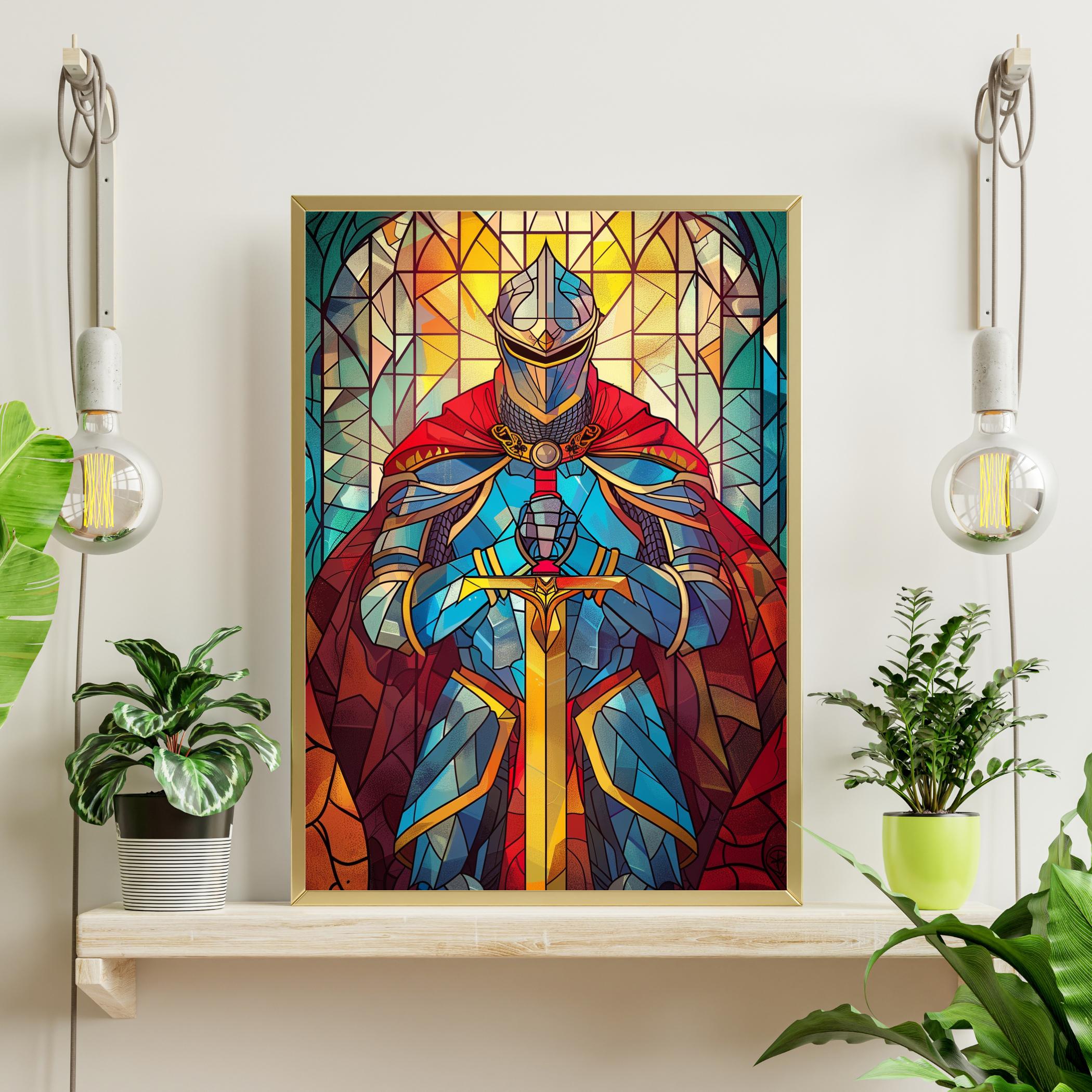 Stained Glass Medieval Knight Jigsaw Puzzle 300/500/1000 Piece - Etsy
