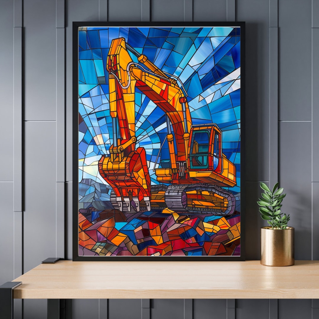 Stained Glass Excavator Jigsaw Puzzle 300/500/1000 Piece - Etsy
