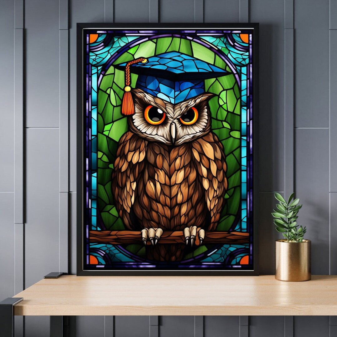 Stained Glass Owl Professor Jigsaw Puzzle 300/500/1000 Piece - Perfect ...