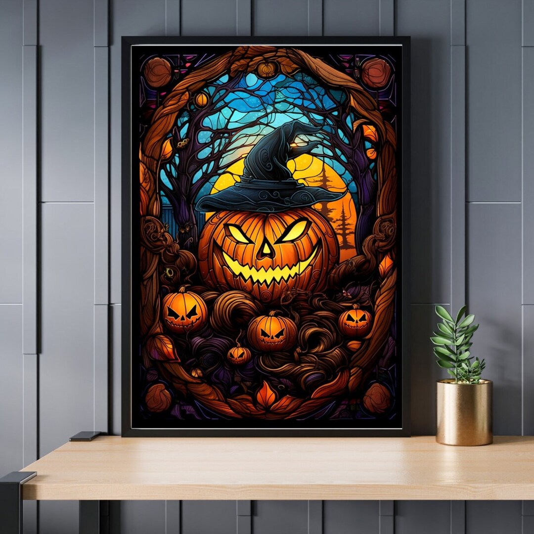 Stained Glass Halloween Pumpkin Jigsaw Puzzle: Wooden Holiday Puzzle - Etsy